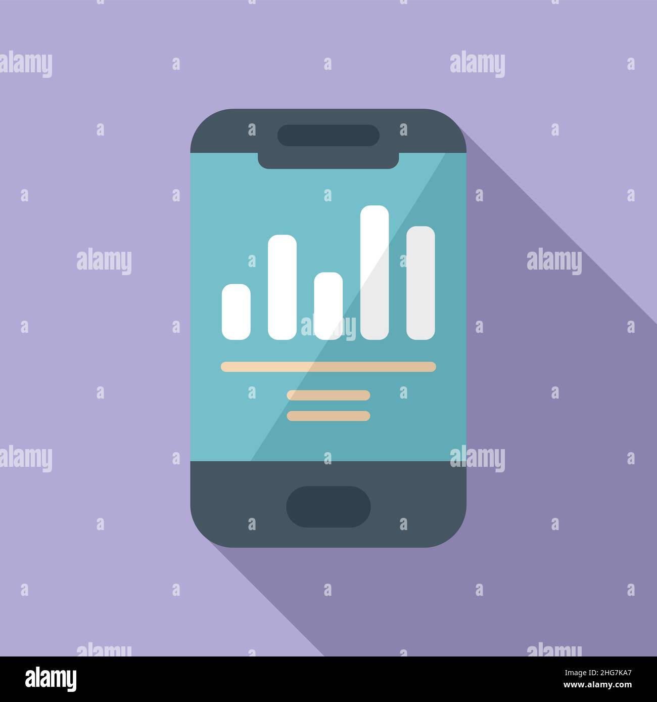 Smartphone report icon flat vector. Graphic chart. Data market Stock ...