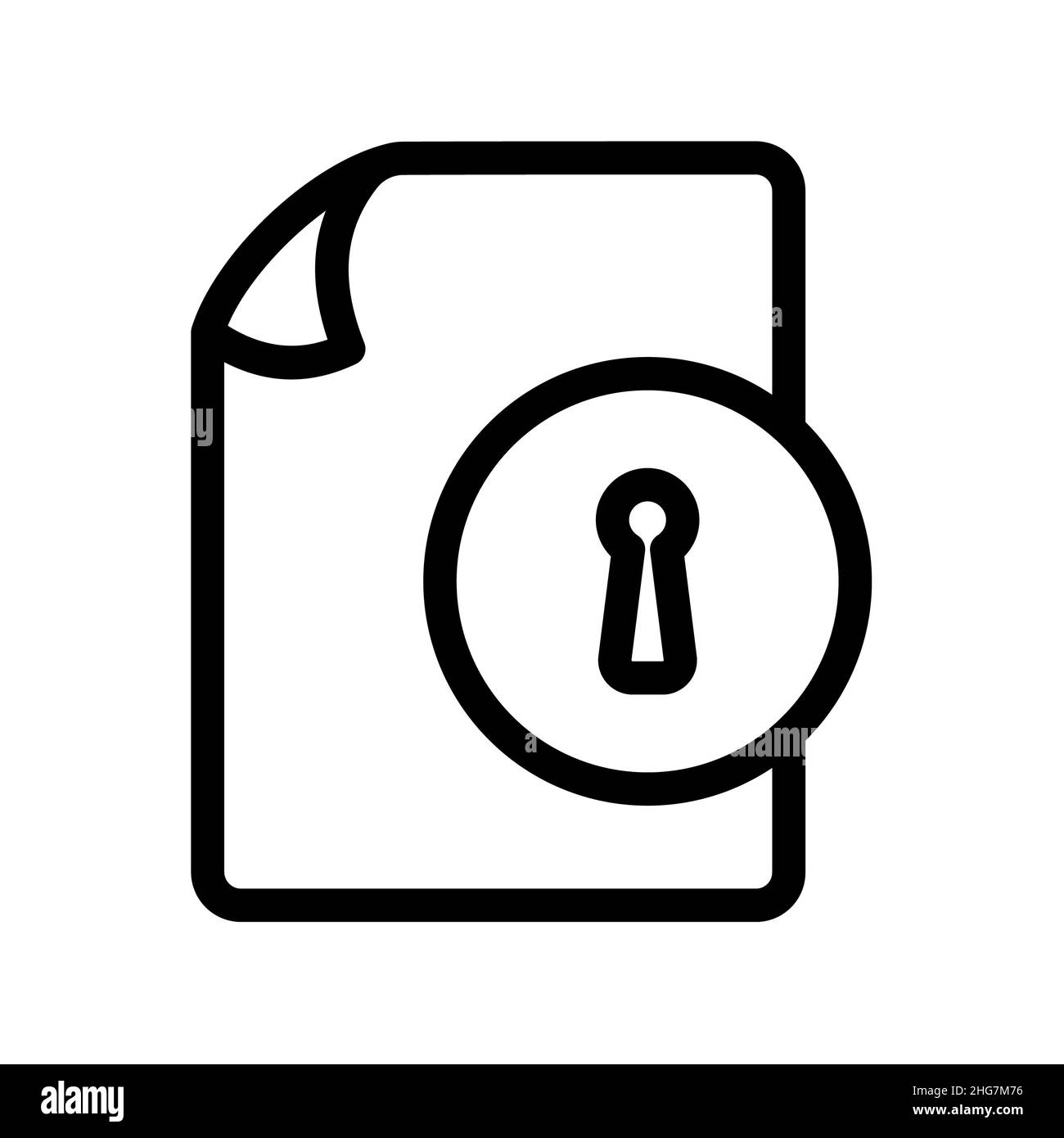 encrypted document file paper page password single isolated icon with outline style vector ...