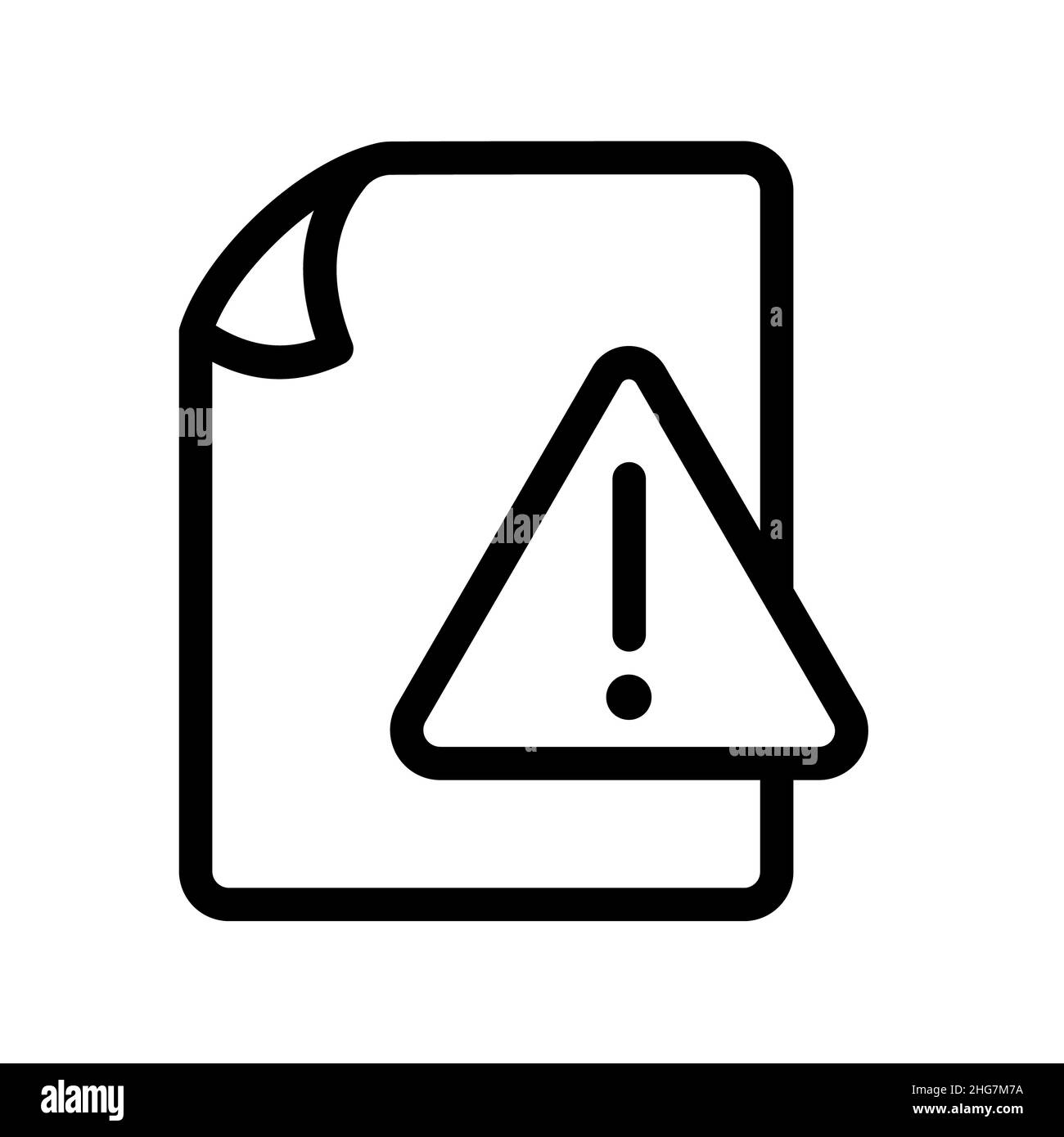 error document file paper page warning exclamation single isolated icon ...