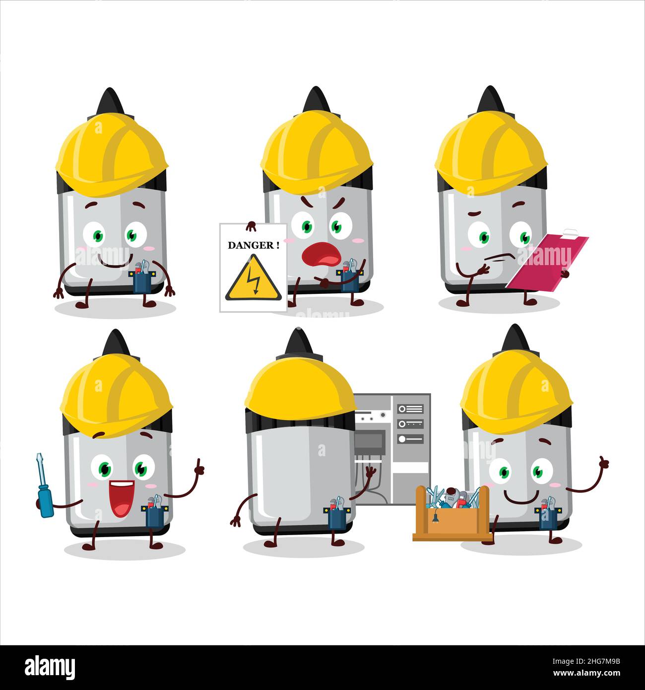 Professional Lineman whiteboard marker cartoon character with tools ...