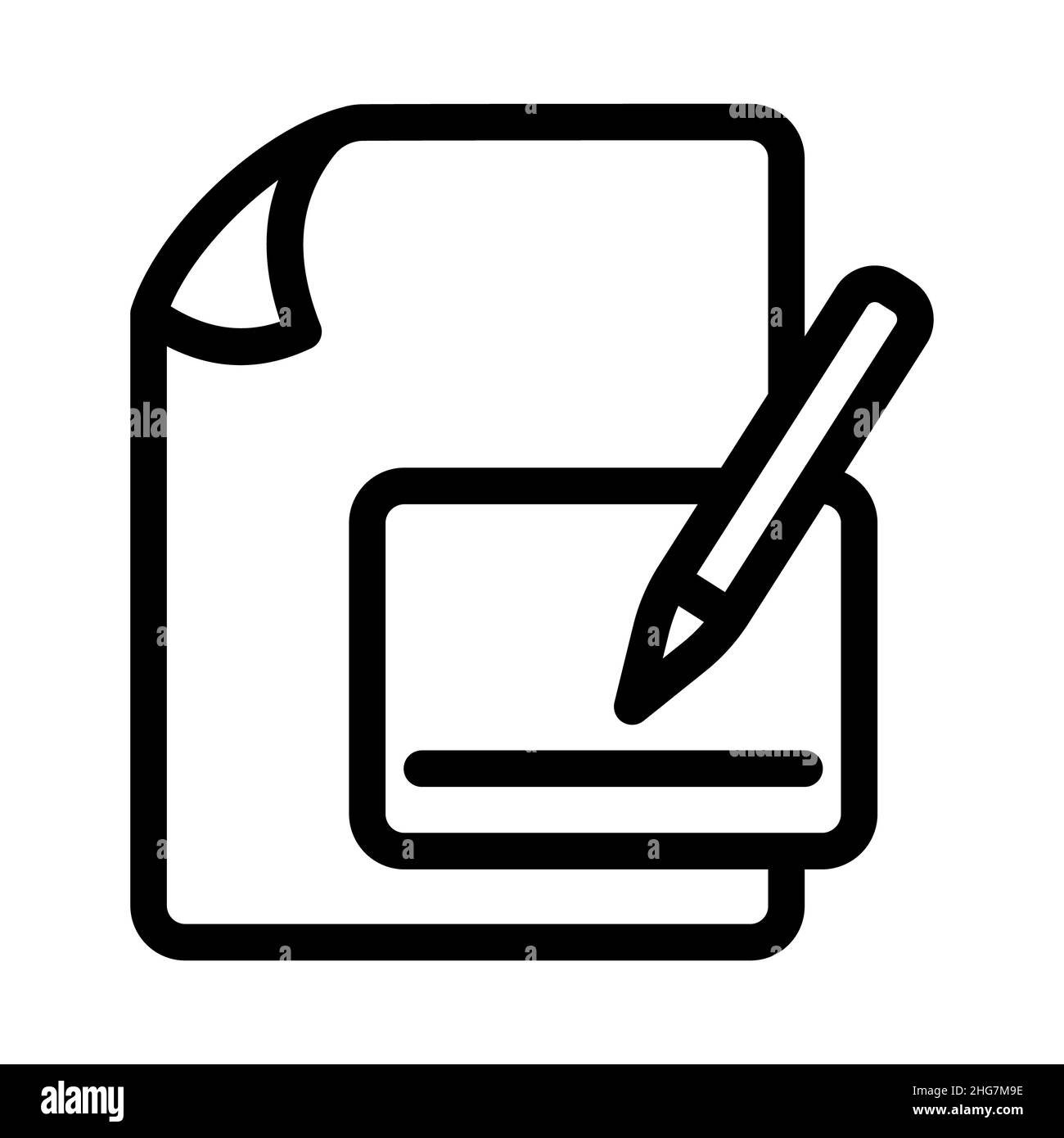 write document file paper page letter single isolated icon with outline ...