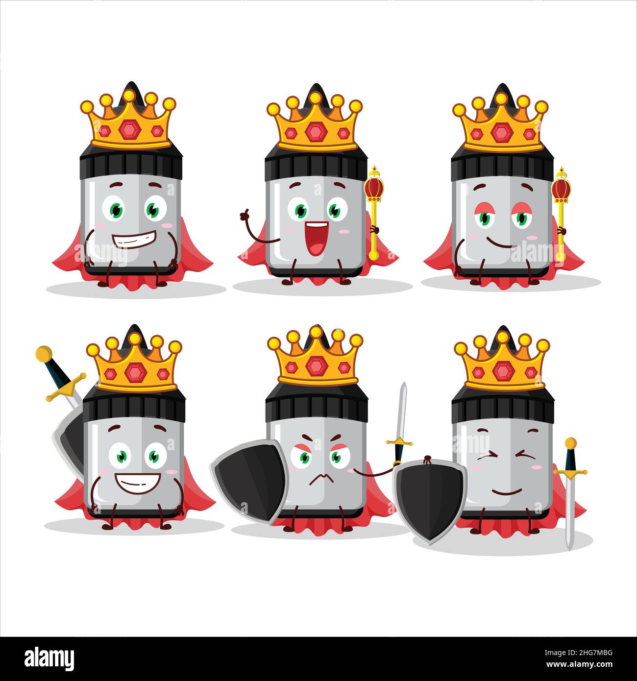 A Charismatic King whiteboard marker cartoon character wearing a gold ...