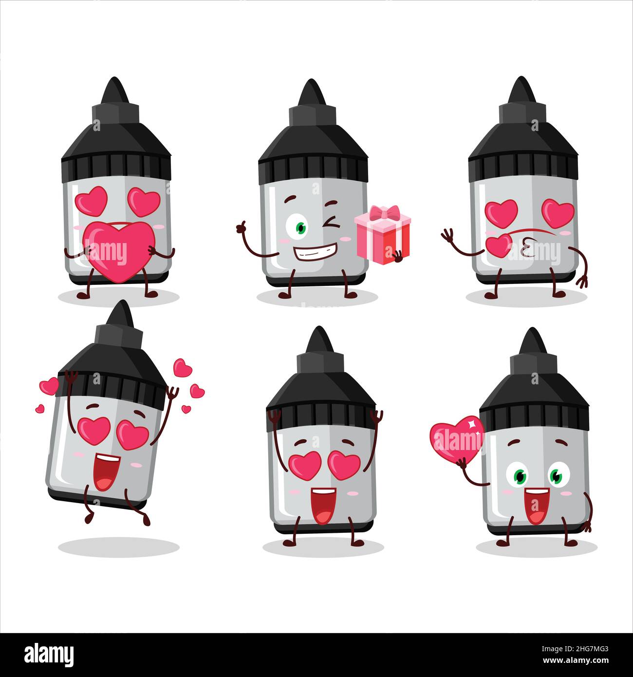 Whiteboard marker cartoon character with love cute emoticon. Vector ...