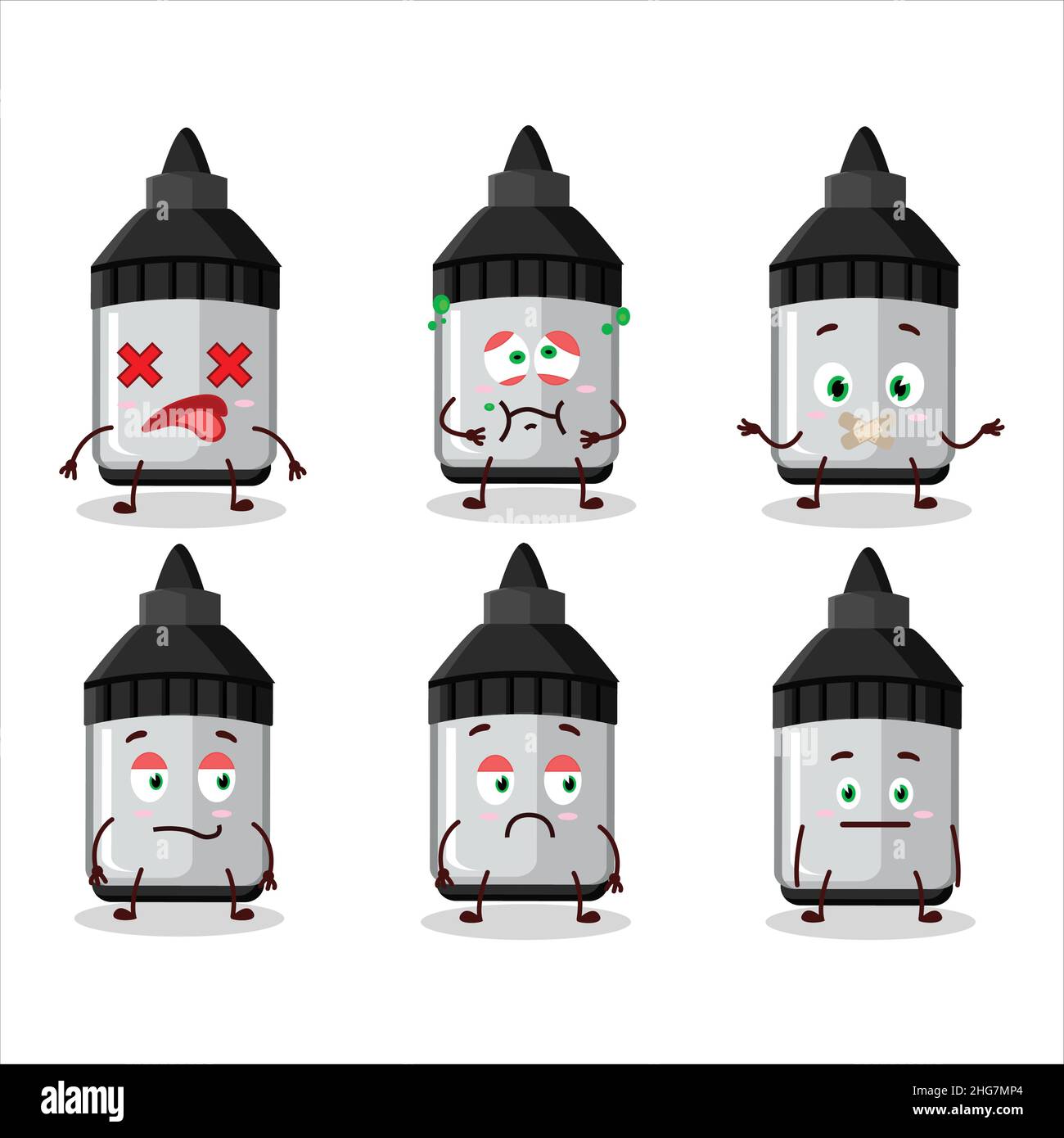 Whiteboard marker cartoon character with nope expression. Vector ...