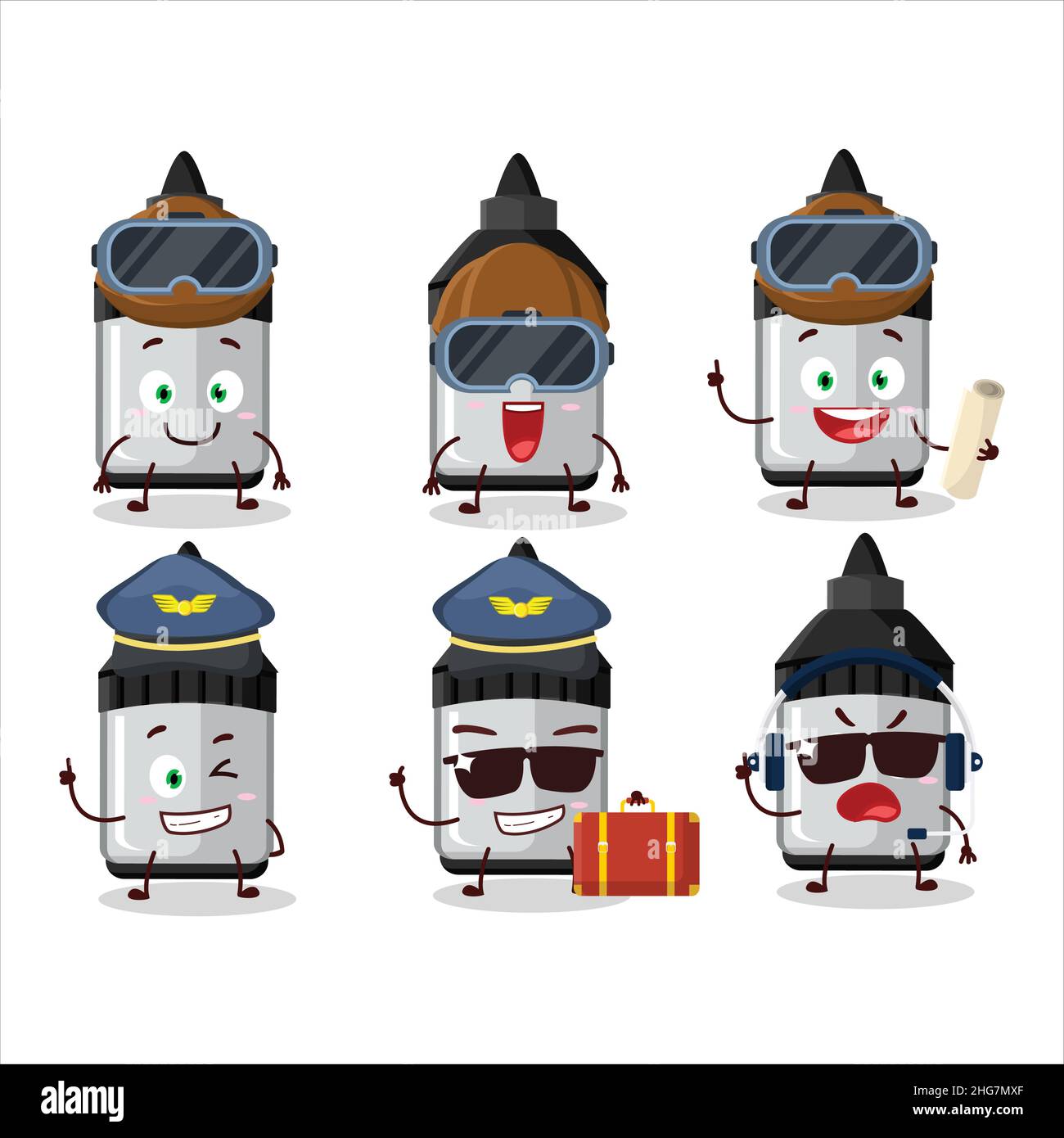 Pilot cartoon mascot whiteboard marker with glasses. Vector ...