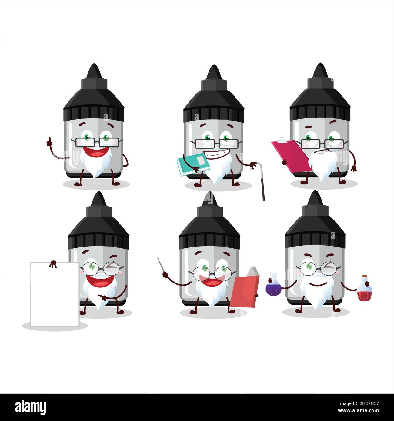 Professor whiteboard marker academic cartoon character working on ...