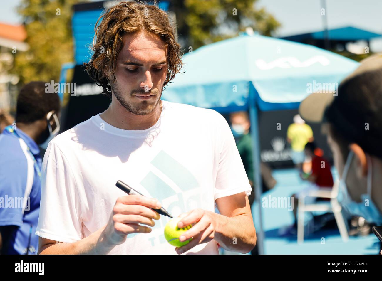 Melbourne, Australia, 19th Jan, 2022. The greek tennis player Stefanos ...