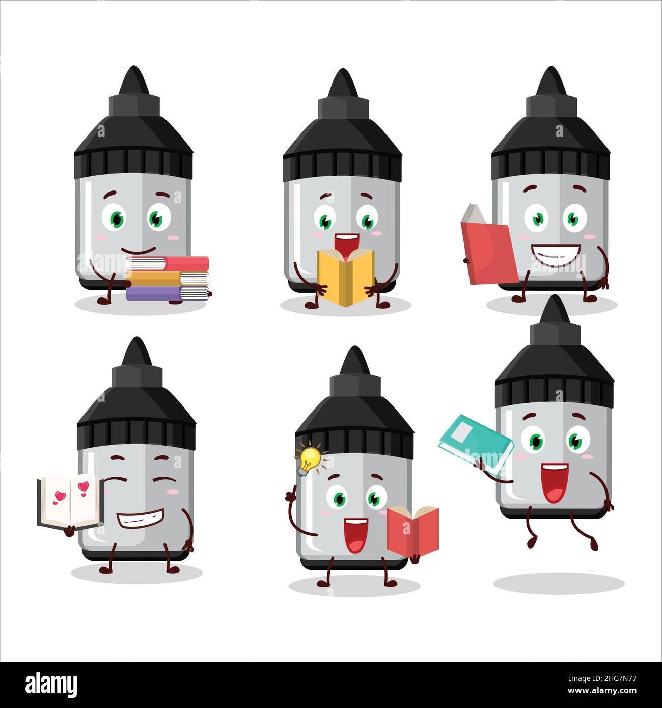 A picture of whiteboard marker cartoon character concept reading an ...