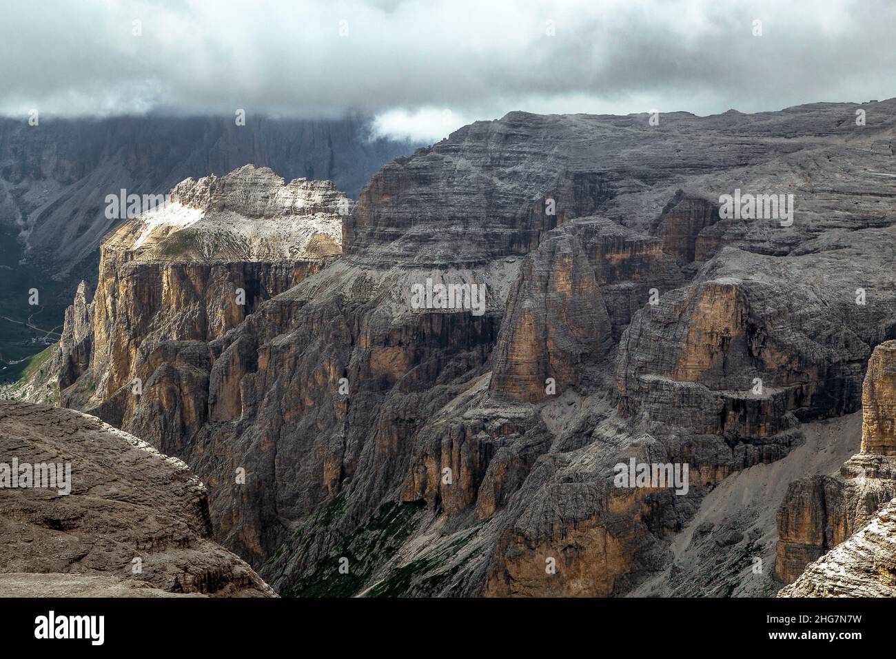 Alpine peaks panorama on Sella Group dolomite, Trentino alps, Italy ...