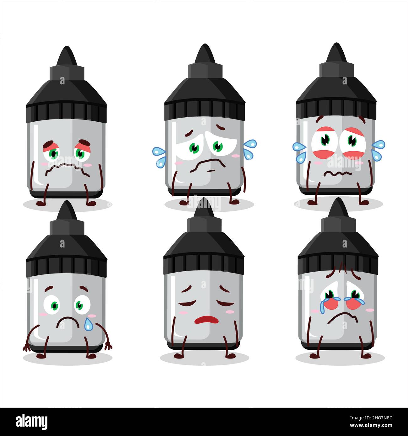 Whiteboard marker cartoon character with sad expression. Vector ...