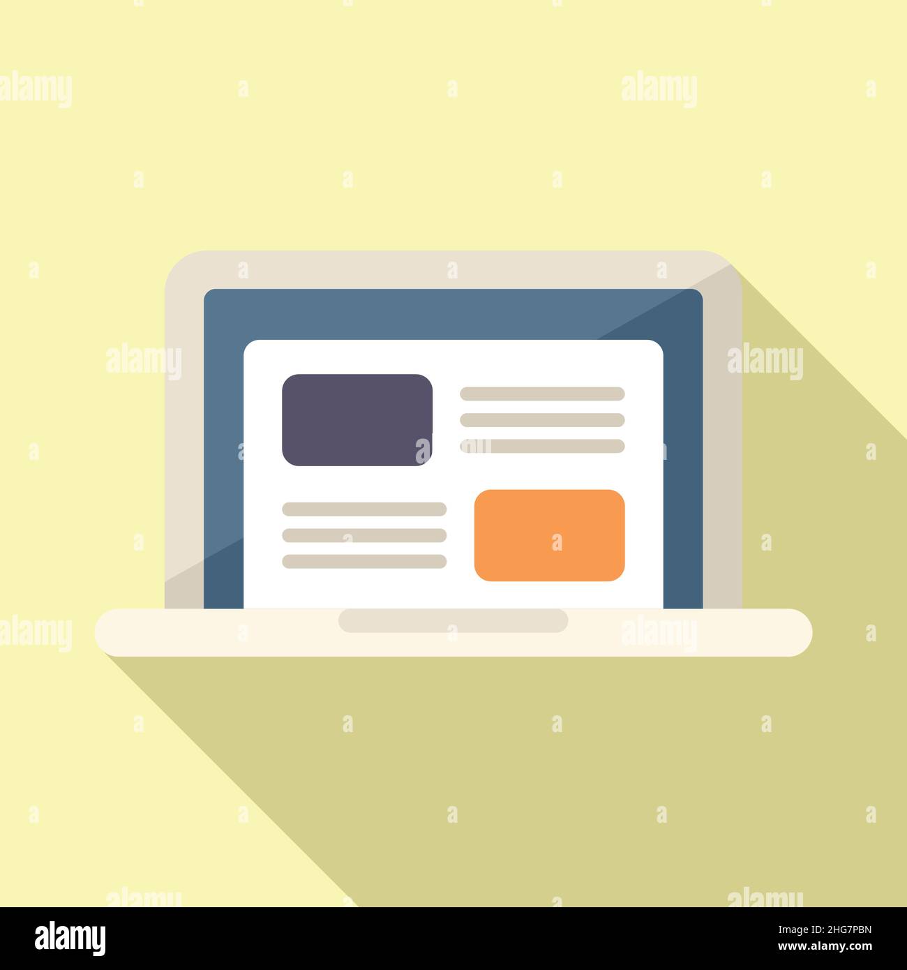 Laptop media icon flat vector. Online internet. Social service Stock ...