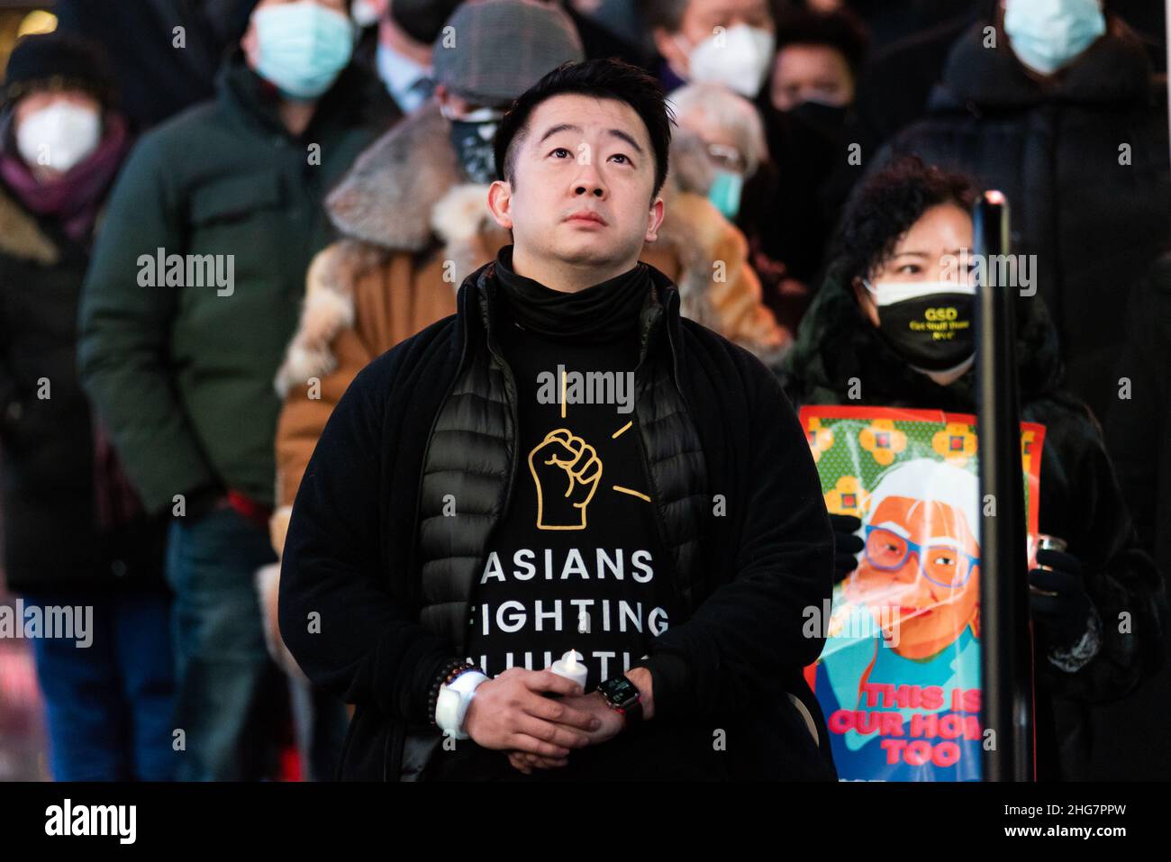 New York, USA. 12th Jan, 2022. Asian Fighting Injustice founder Ben Wei ...