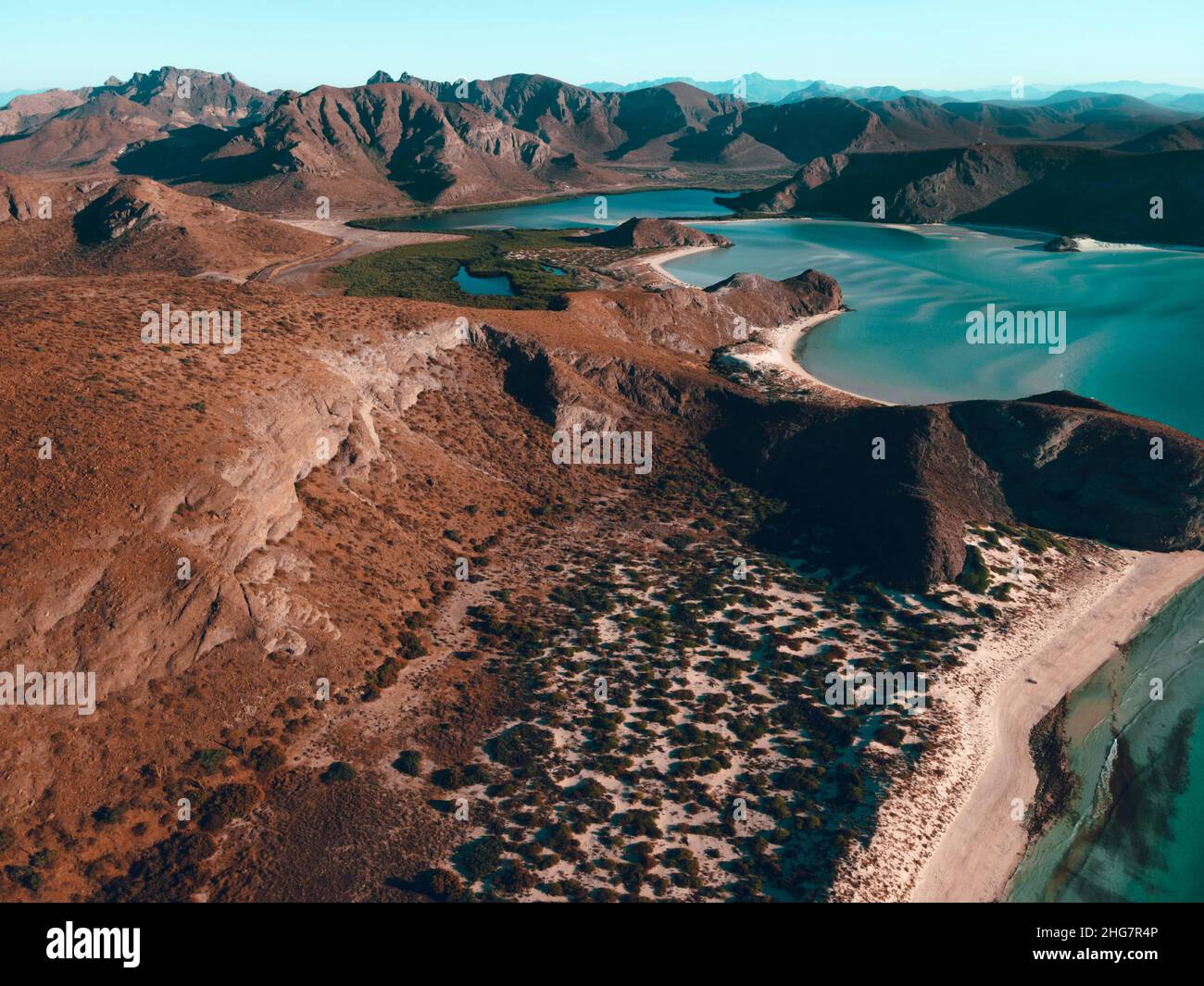 Drone photo above mountains and pacific ocean, Baja South Stock Photo ...