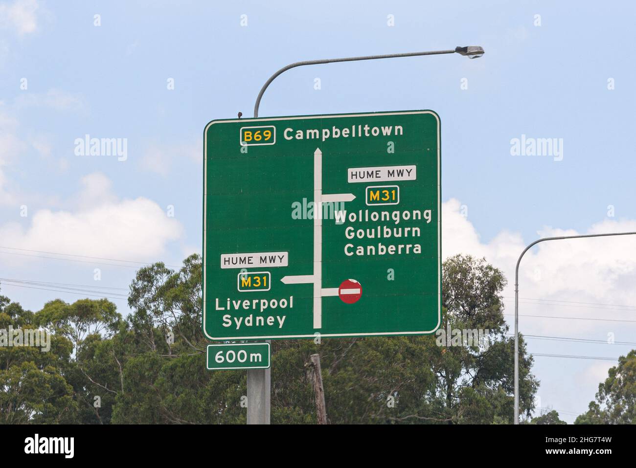 A road sign for the B69 approaching Campbelltown showing onramps for ...
