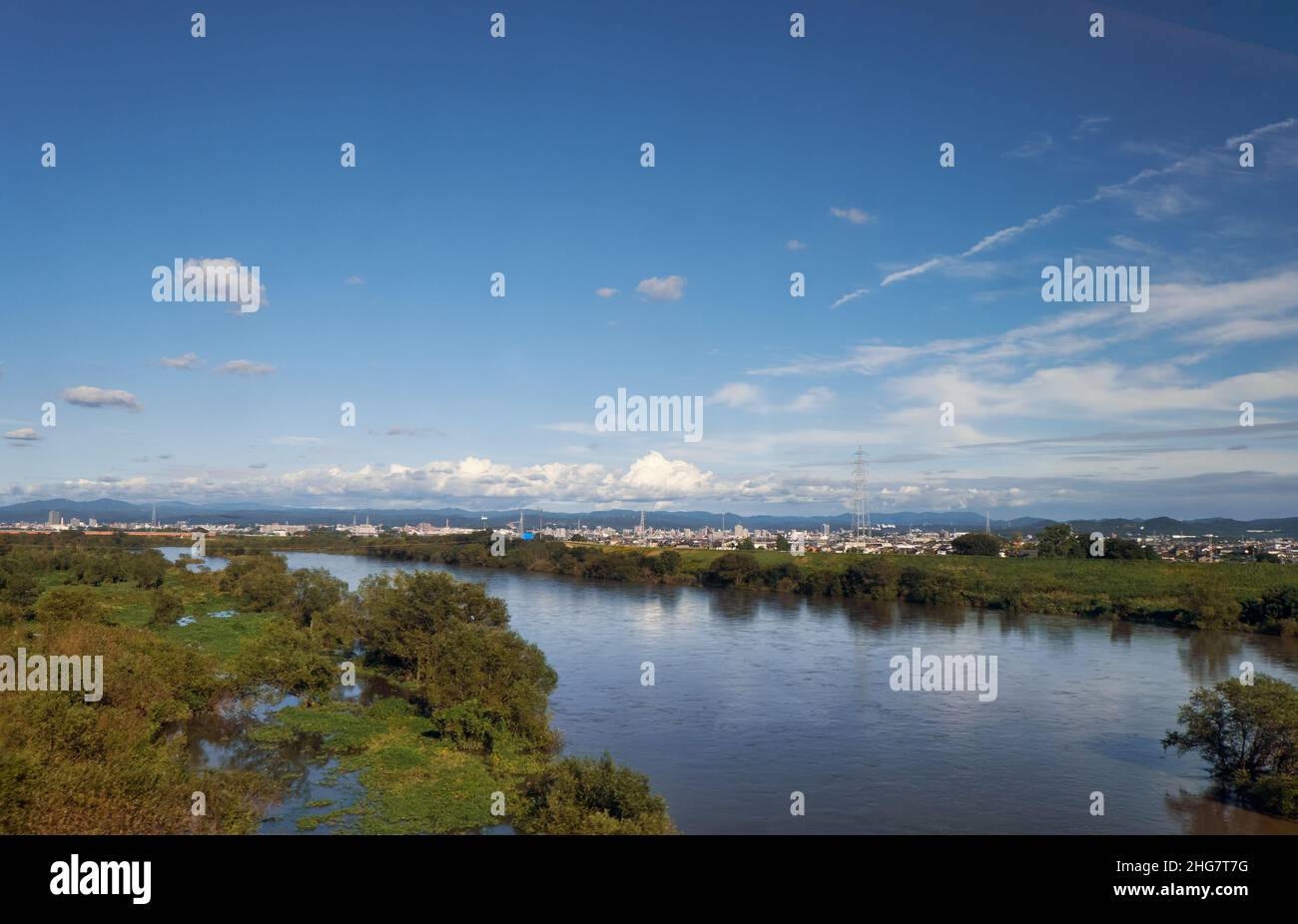 Landscapes of countryside Japan with river in central Honshu as seen ...