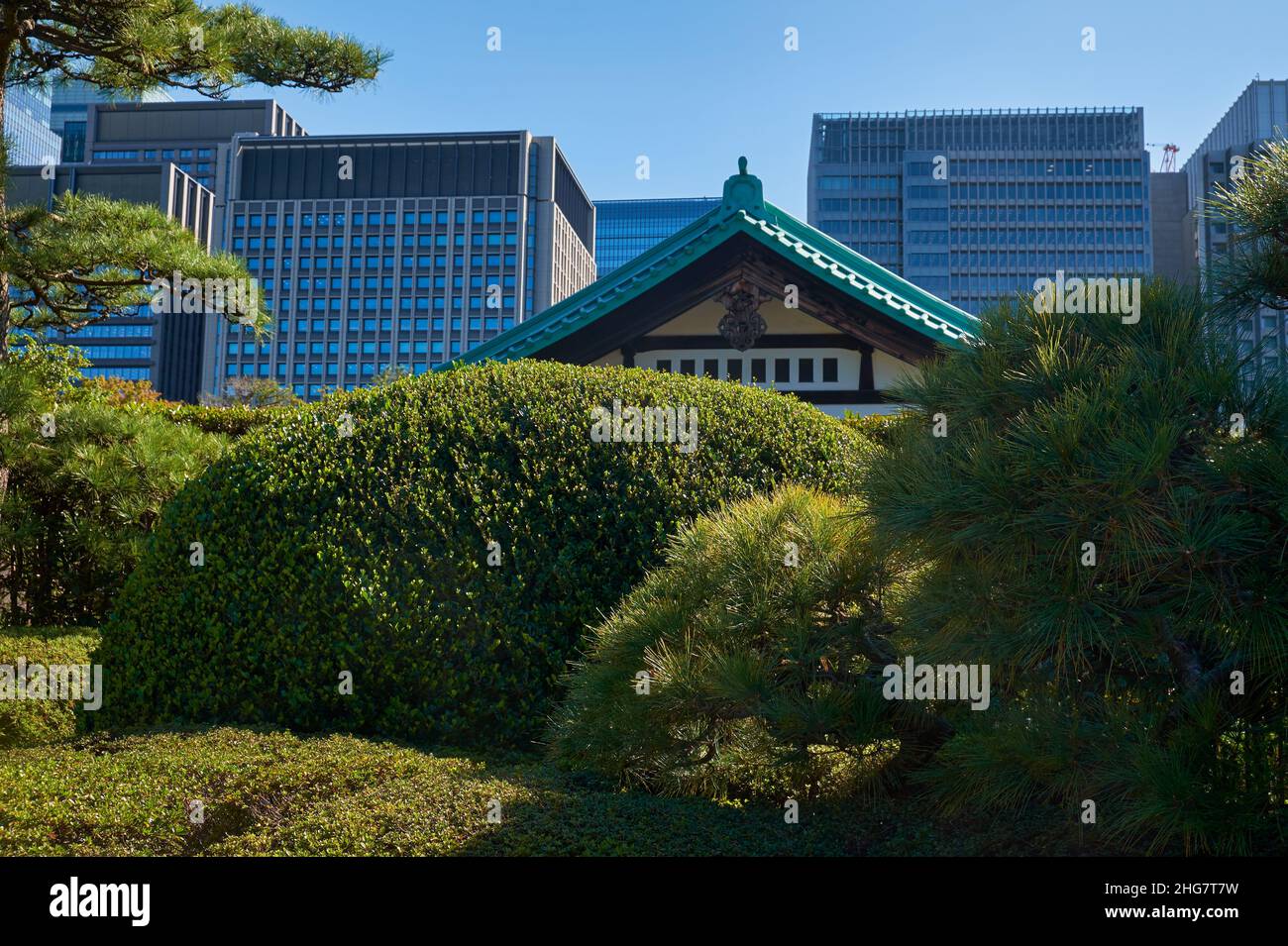 Skyscrapers of Marunouchi commercial and financial district, viewed ...