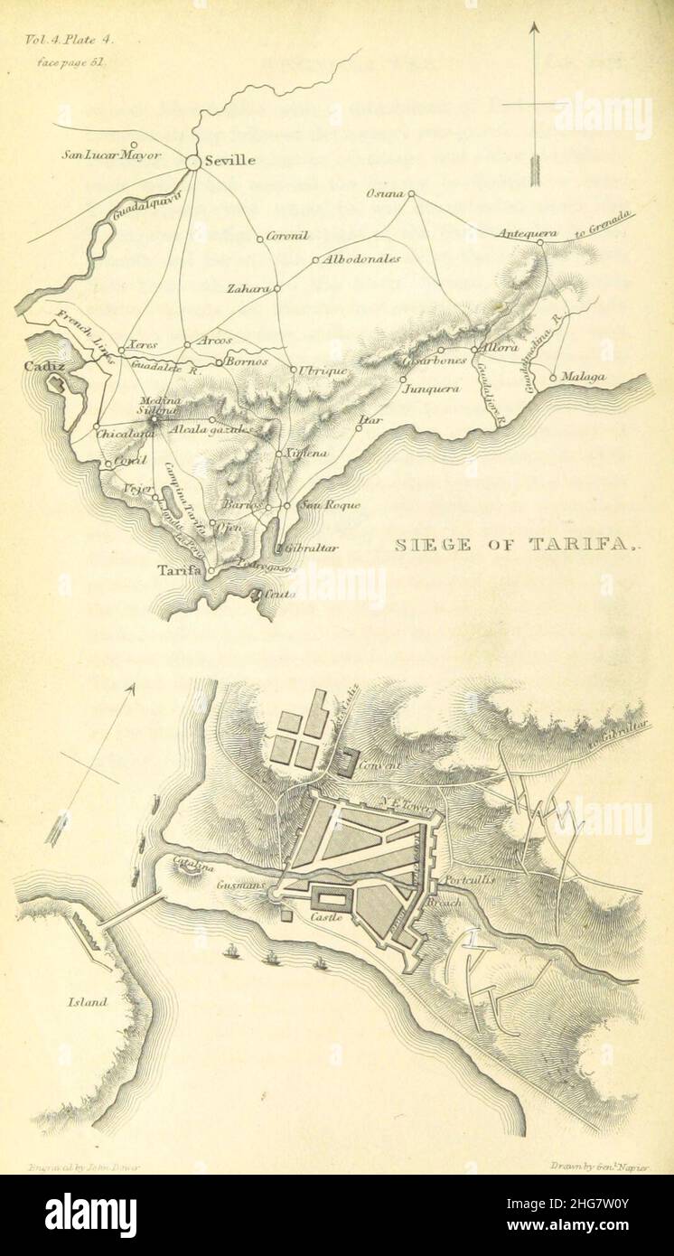 Siege of Tarifa map Stock Photo - Alamy