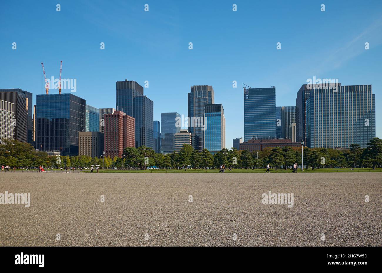 Skyscrapers of Marunouchi commercial and financial district, viewed ...