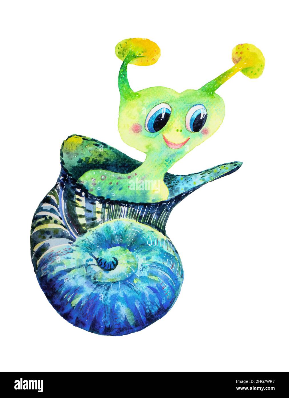 Cute snail in a shell watercolor isolated on white background Stock ...