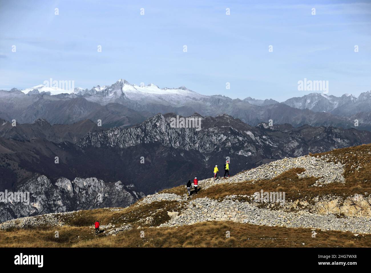 Trentino mountain hiking trails panorama, Monta altissimo Nago, Italy ...