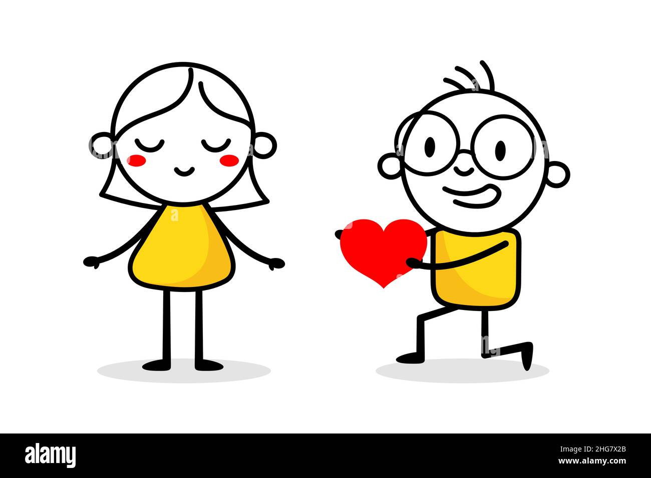 Love, romance and dating concept. Hand drawn doodle figure. Valentine ...