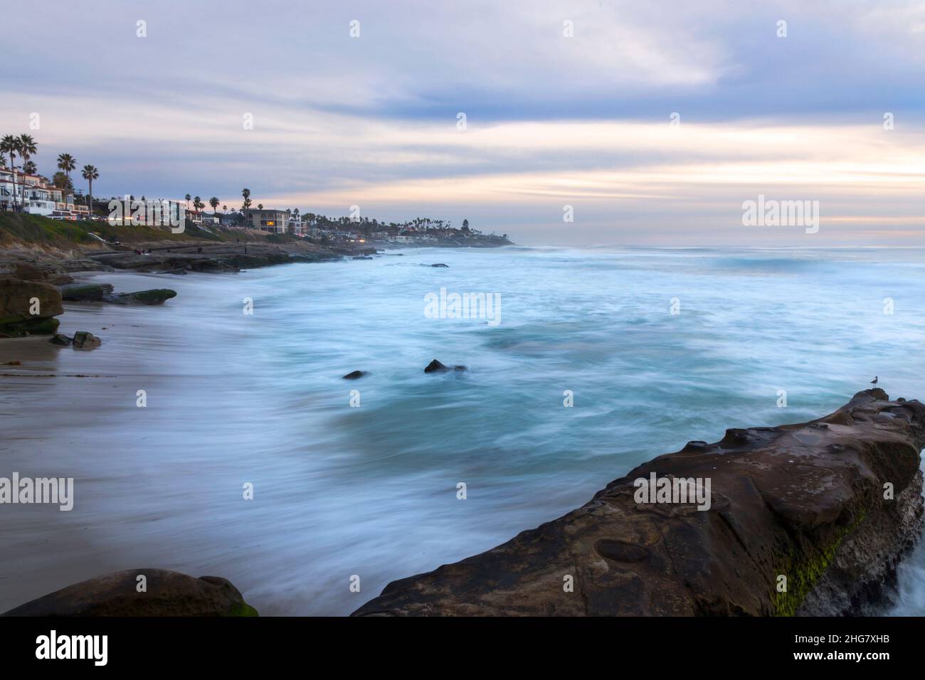 Southern California Pacific Ocean Coastal Seascape. Sunset on Windansea ...