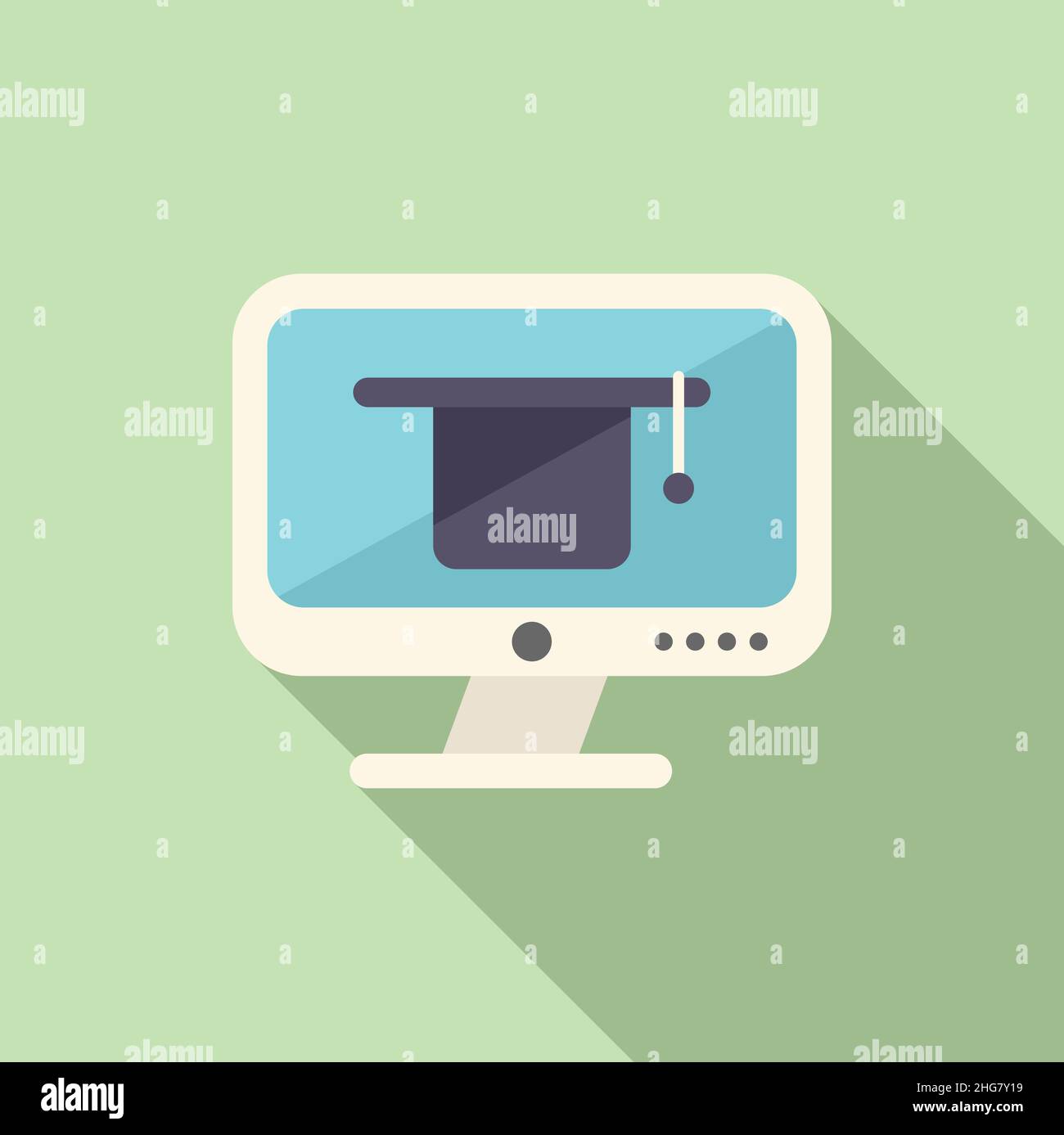 Online training graduation icon flat vector. Web course. Student ...