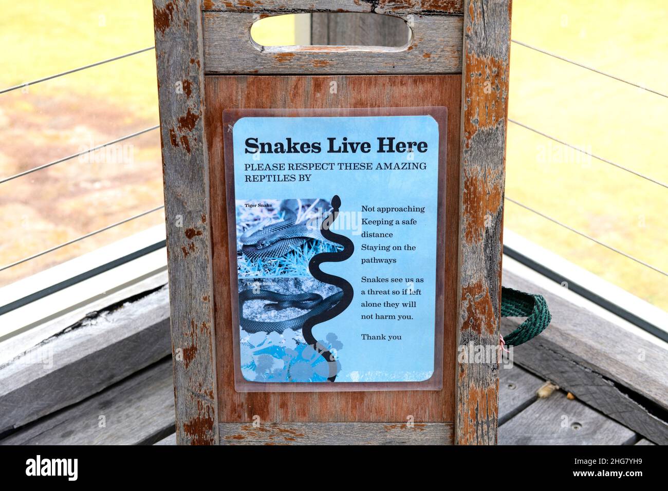 Sign at Cape Leeuwin Lighthouse asking for respect for snakes Stock ...