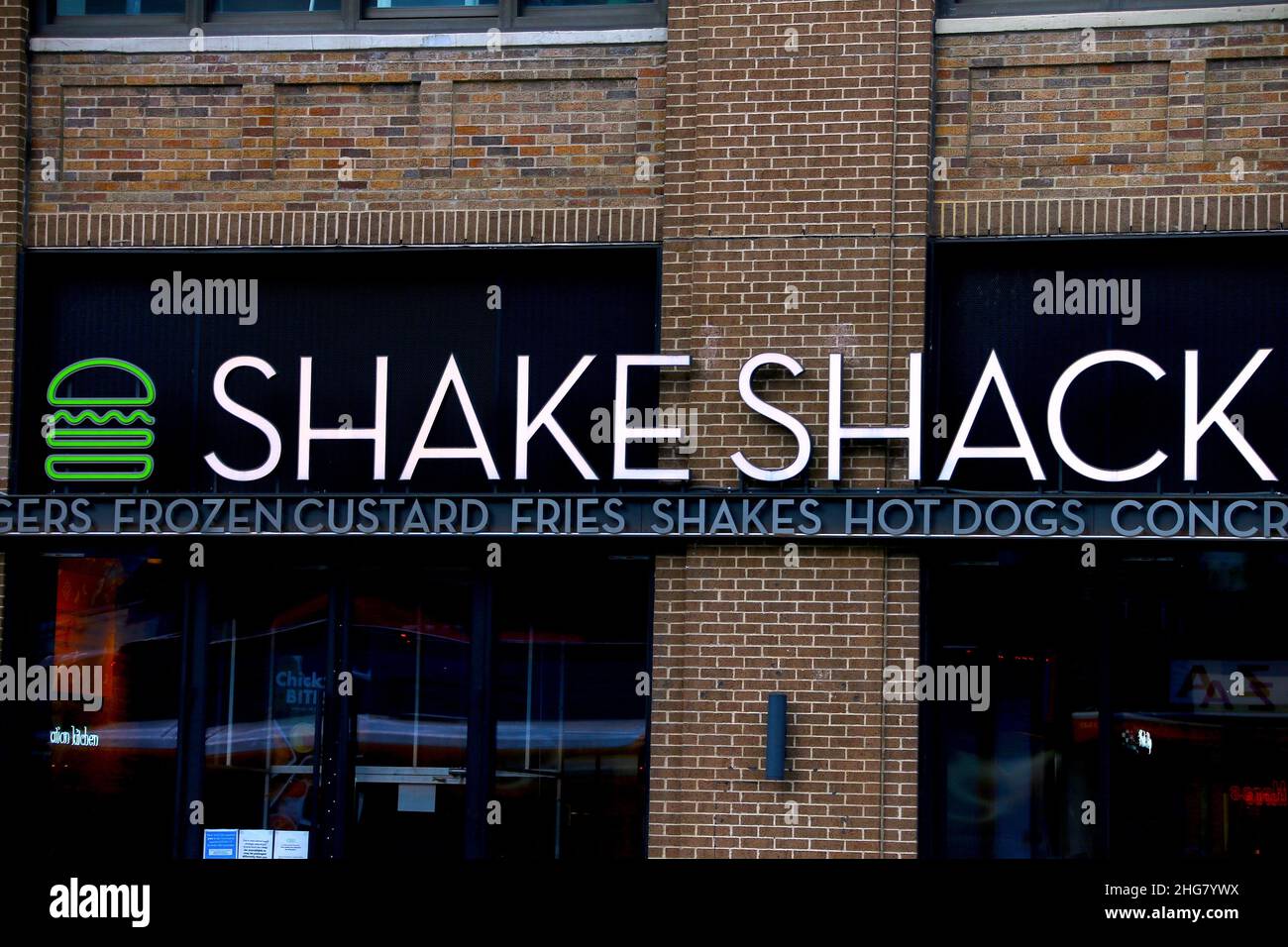 Shake Shack brand logo on the street in New York City, NY, USA on ...