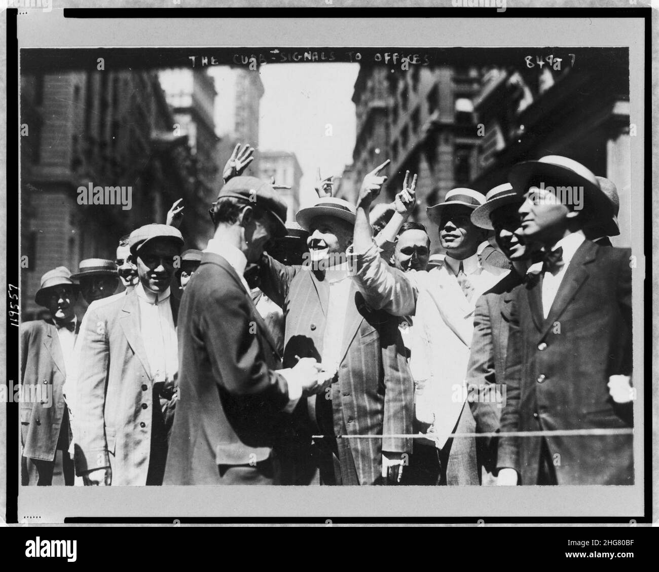 Signalling to offices, curb market, New York City Stock Photo - Alamy