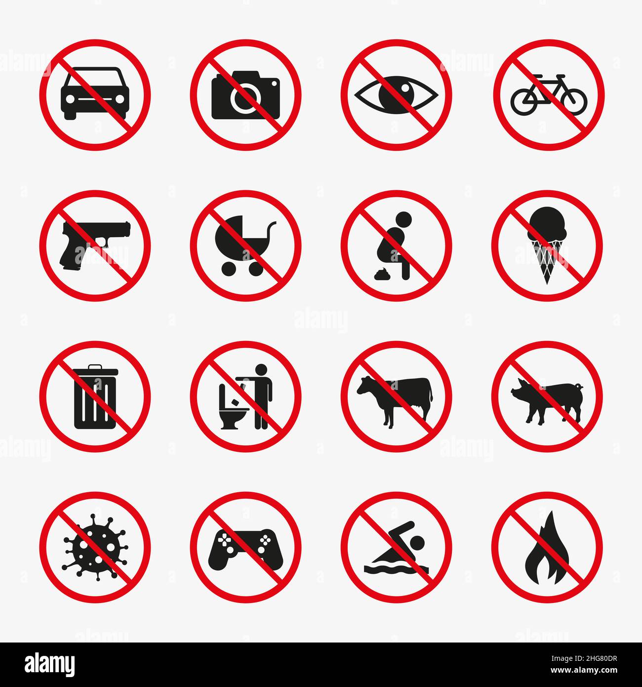 Prohibition sign set. Vector ban signs collection Stock Vector Image ...