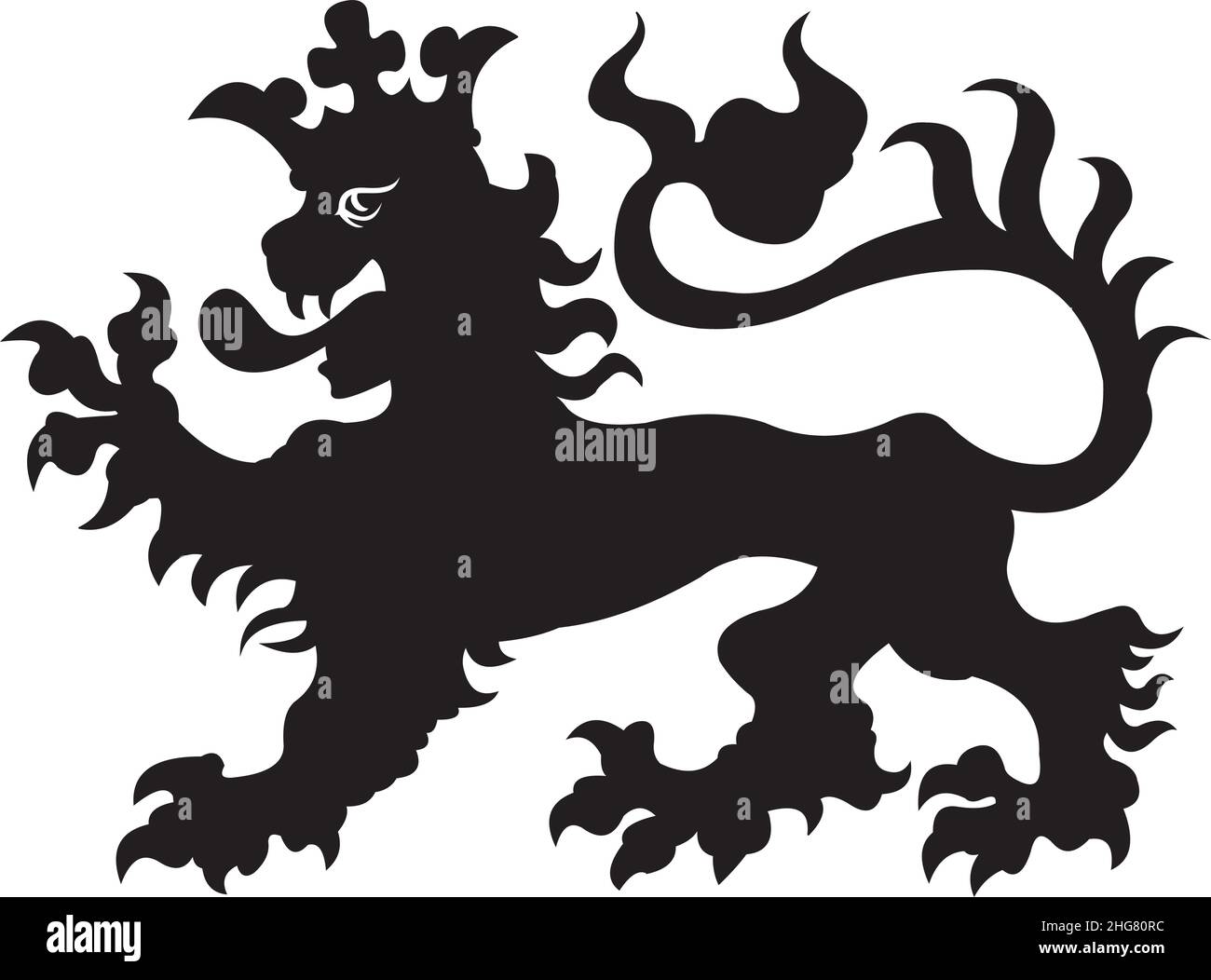 Heraldic lion tattoo. Black / white silhouette Stock Vector Image & Art ...