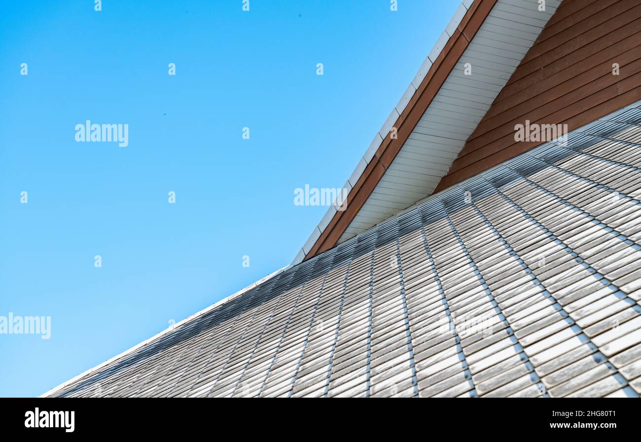 Detail of the roof of Thailand traditional building construction in ...