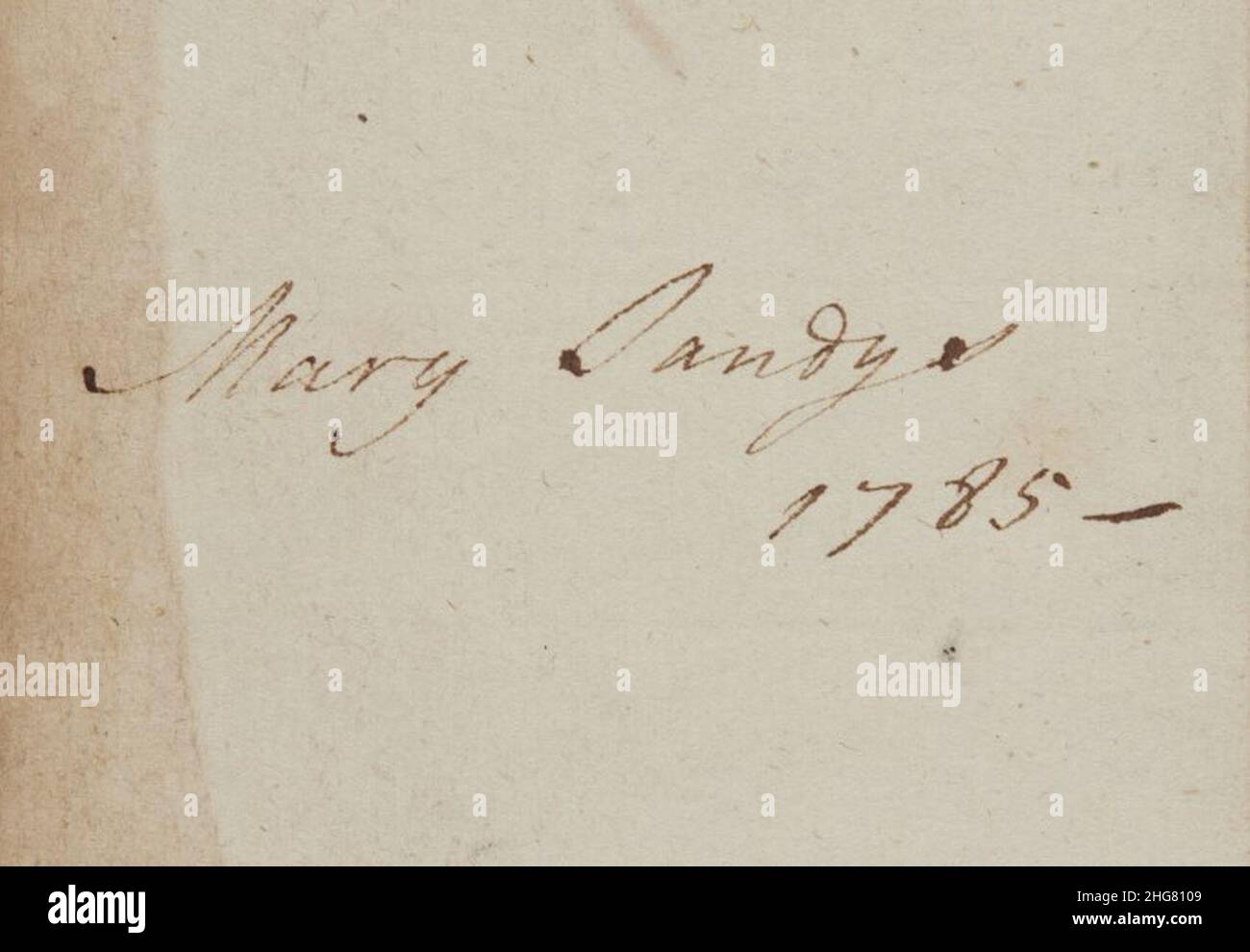 Signature of Mary Hill, Marchioness of Downshire, Baroness Sandys Stock Photo - Alamy