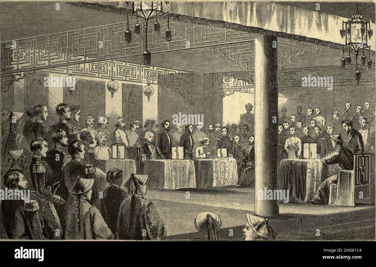 Signing the Treaty of Tientsin Stock Photo - Alamy
