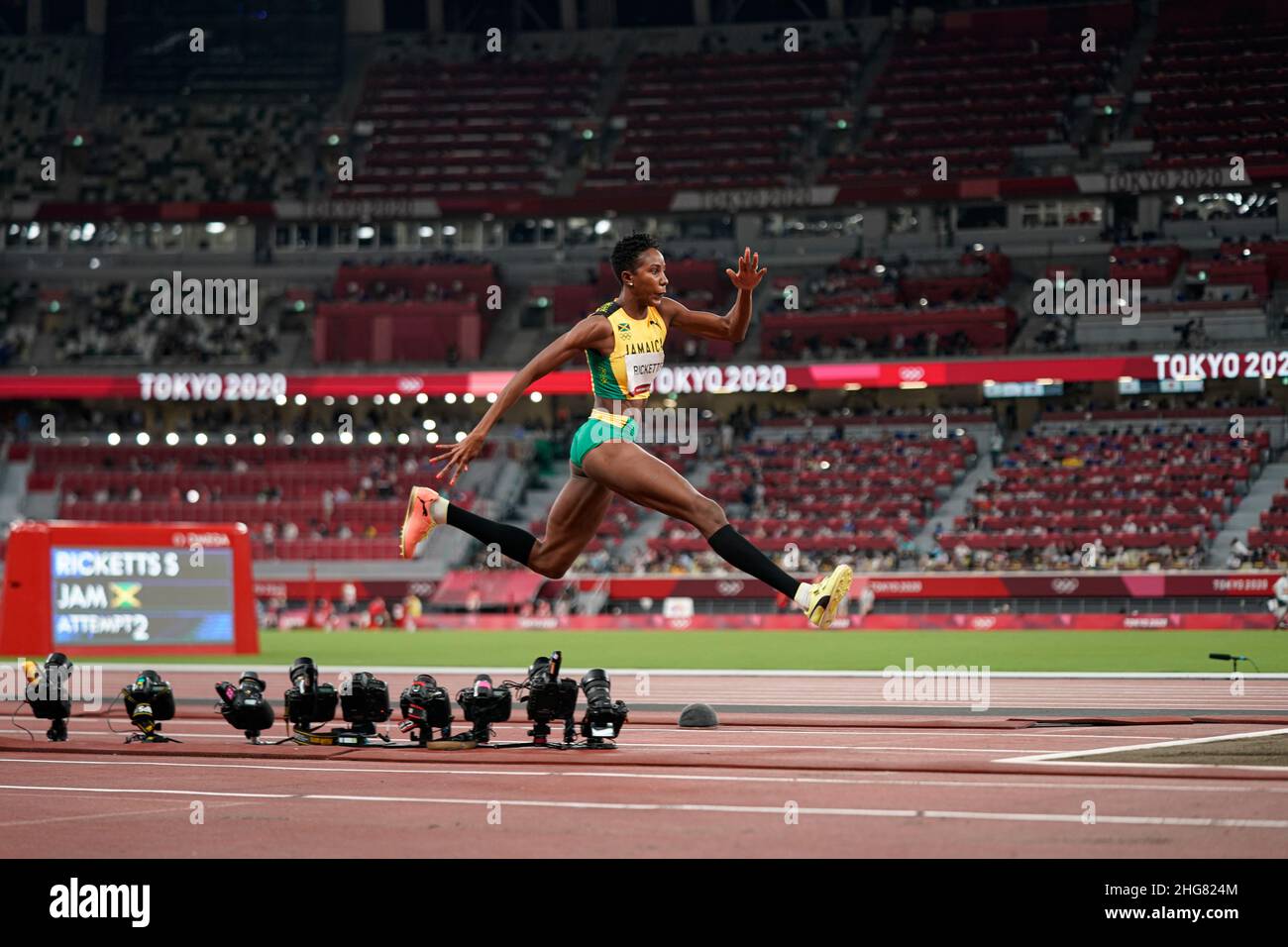 Shanieka Ricketts competing in the Triple Jump at the 2020 Tokyo ...
