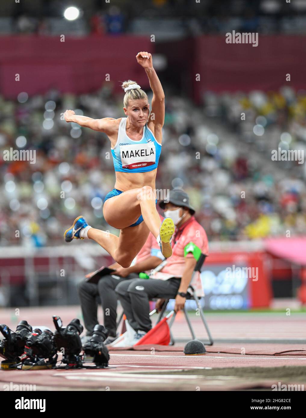 Kristina Makela competing in the Triple Jump at the 2020 Tokyo Olympics ...