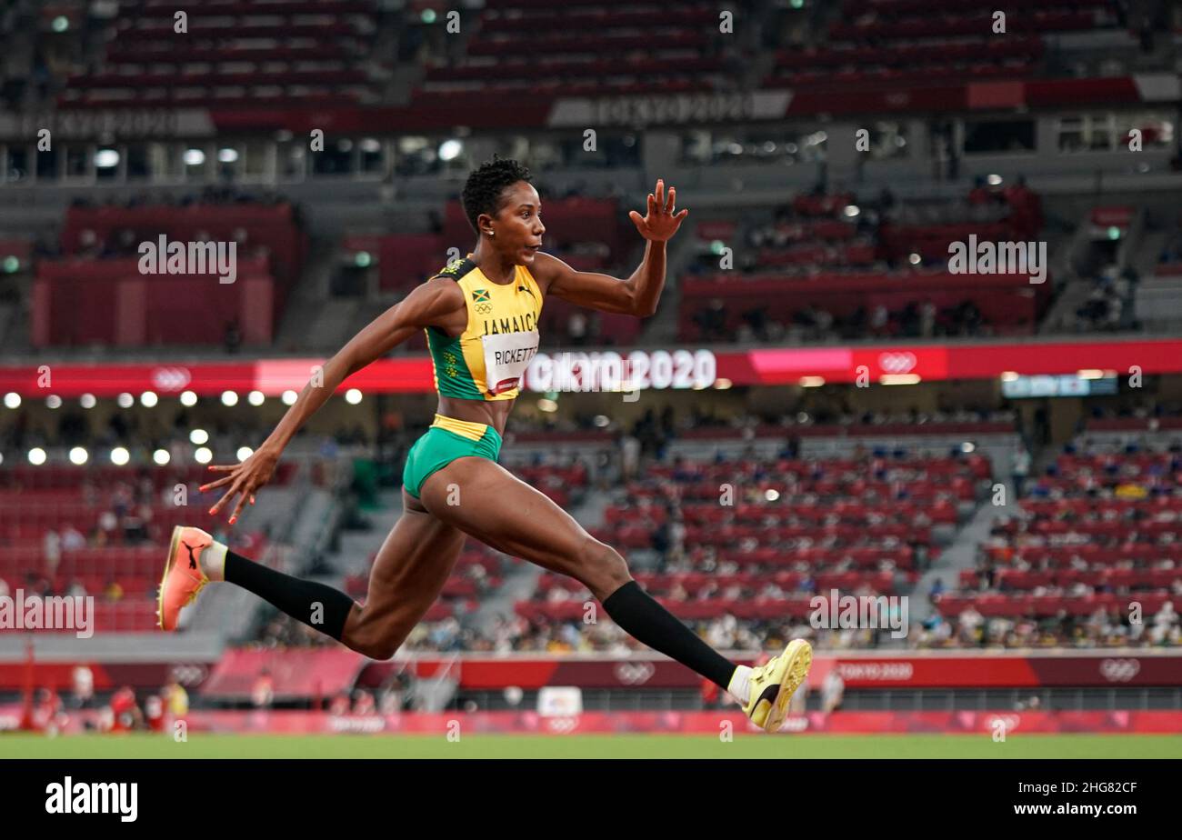 Shanieka Ricketts competing in the Triple Jump at the 2020 Tokyo ...