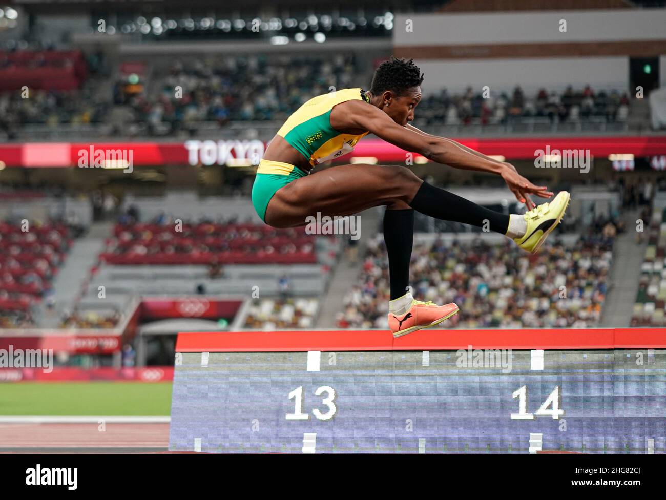 Shanieka Ricketts competing in the Triple Jump at the 2020 Tokyo ...