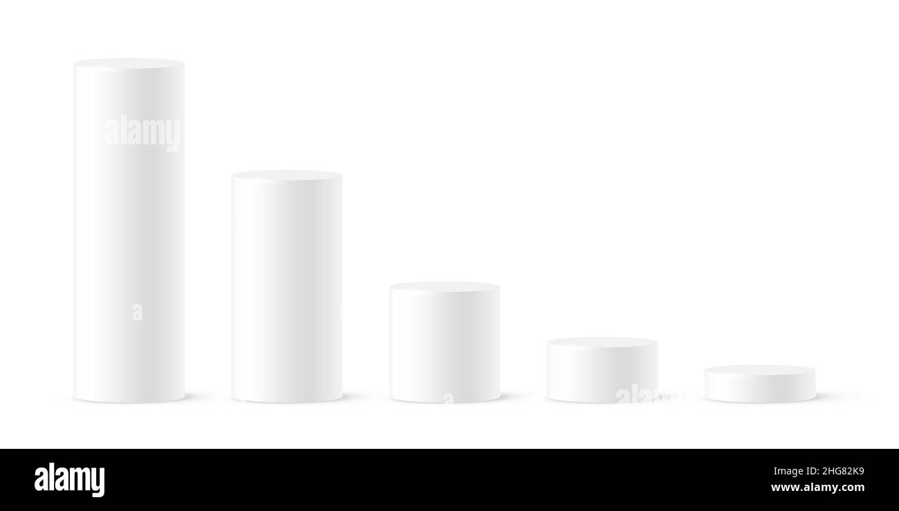 White 3d cylinder vector illustration. Realistic pedestal podiums of ...