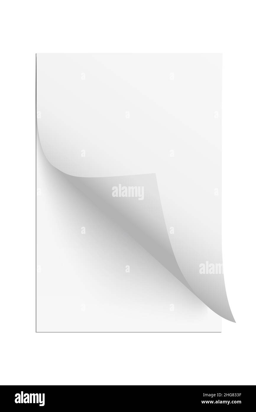 Page sheet with curl paper corner vector illustration. 3d empty new ...