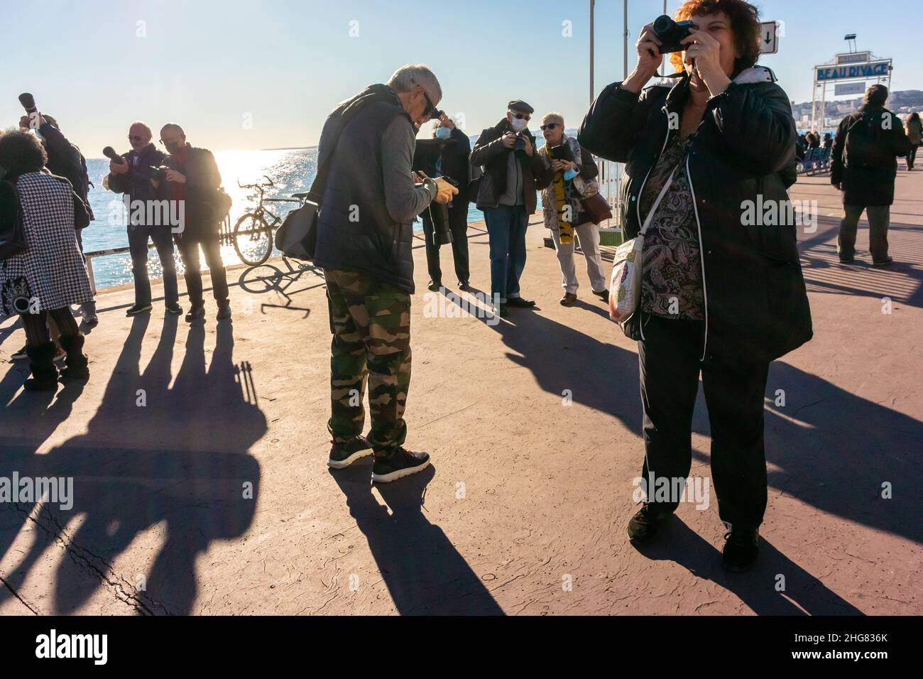 Nice, France, Large Crowd People, Senior tourists visiting City, near ...