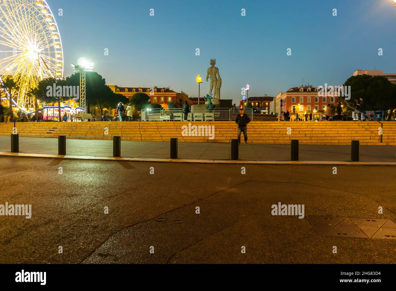 Nice, France, Street Scene, Night, Cityscapes, Lights, Ferris wheel ...