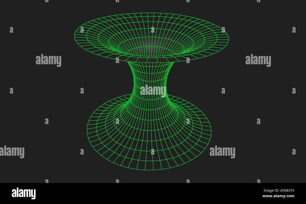 Wormhole geometric grid wireframe tunnel flat style design vector ...