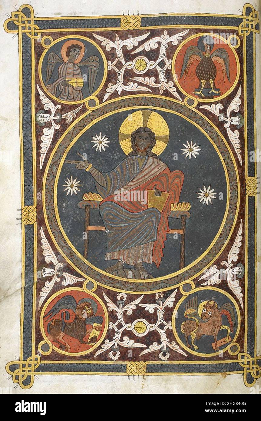 Silos Apocalypse - BL Add MS 11695 f. 007 - Christ in Majesty Stock ...