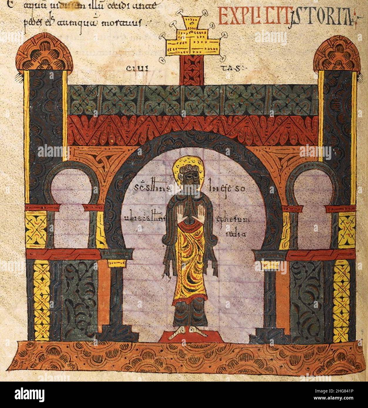 Silos Apocalypse - BL Add MS 11695 f. 023v - St John at Ephesus (crop ...