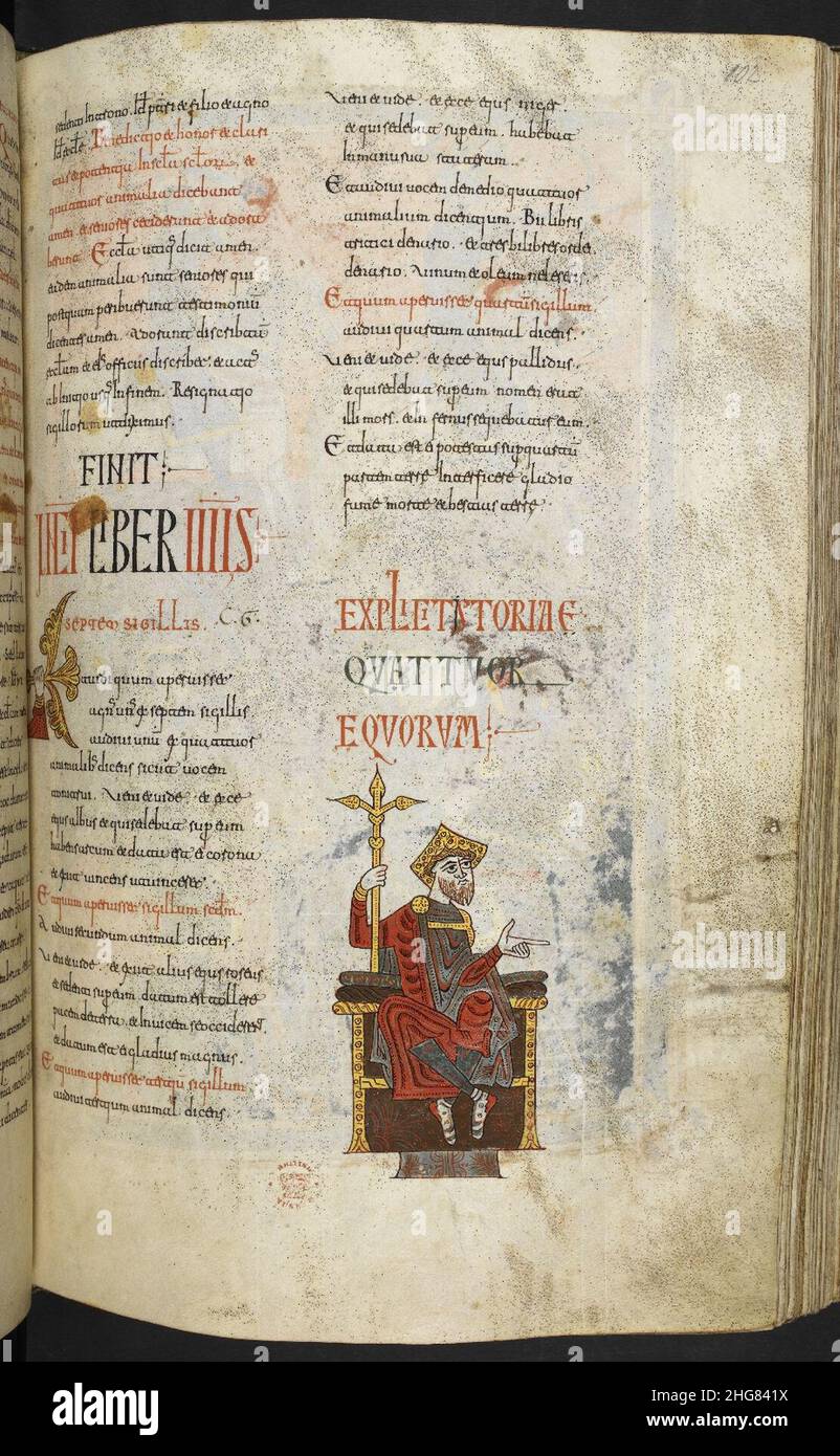Silos Apocalypse - BL Add MS 11695 f. 102 - Enthroned king Stock Photo ...