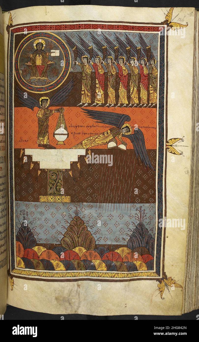 Silos Apocalypse - BL Add MS 11695 f. 126 - Seven angels with trumpets ...