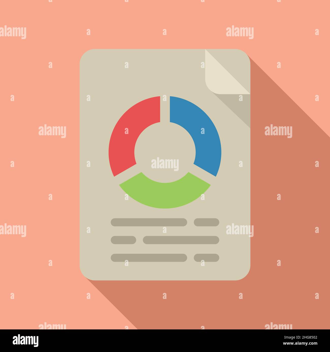 Pie chart report icon flat vector. Finance page. Document data Stock ...