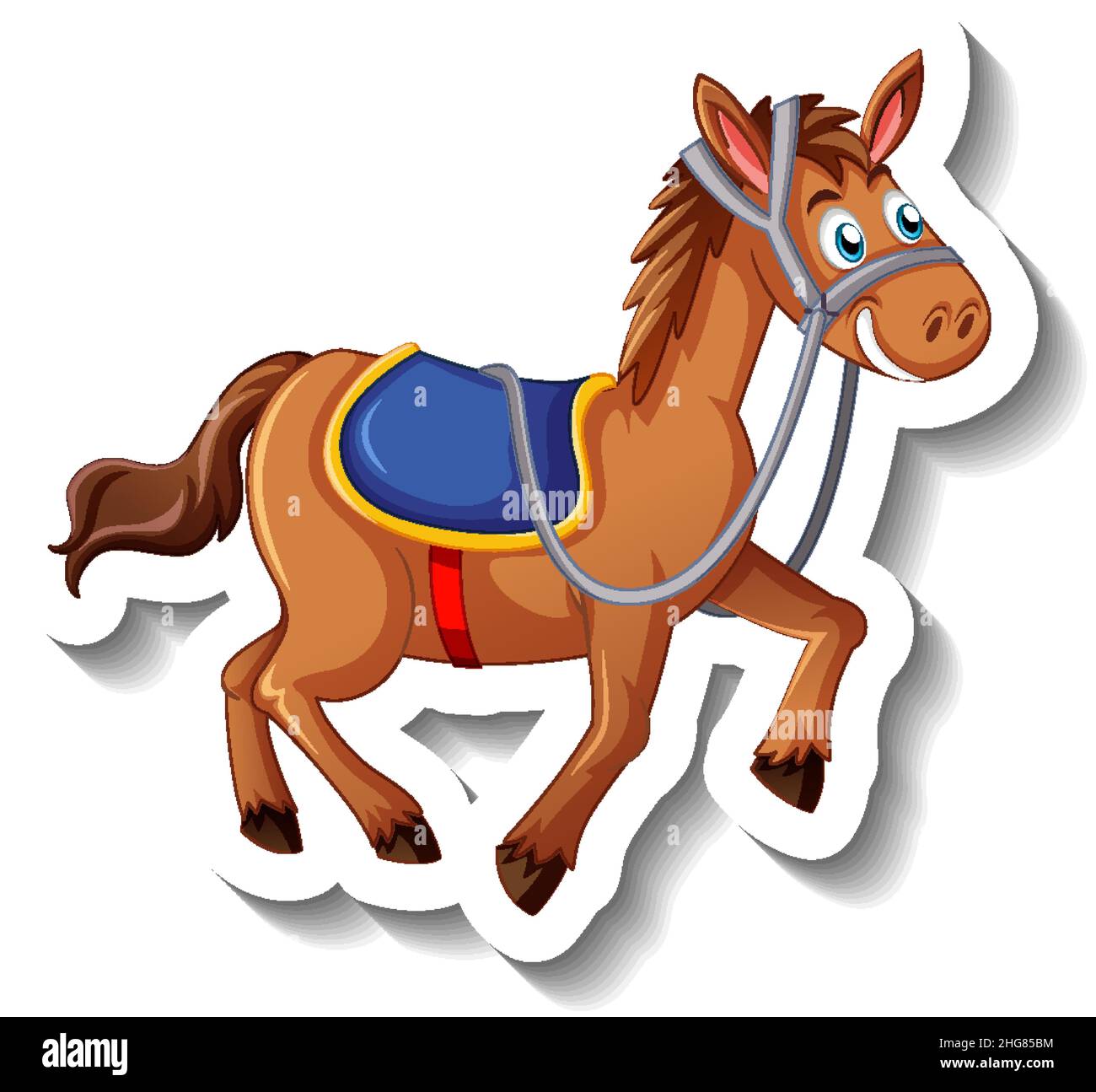 Horse with saddle cartoon character illustration Stock Vector Image ...